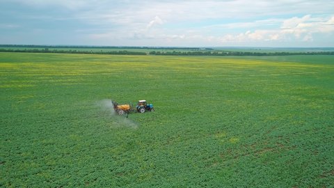 Aerial Panoramic Orbital View Tractor Machine Stock Footage Video (100% ...