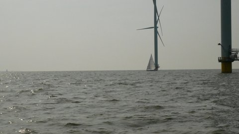 Sailing Through Largest Wind Farm Inland Stock Footage Video (100% ...
