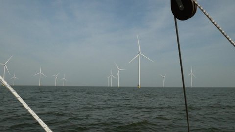 Sailing Through Largest Wind Farm Inland Stock Footage Video (100% ...