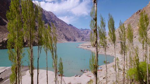 Aerial View Attabad Lake Hunza Valley Stock Footage Video (100% Royalty ...