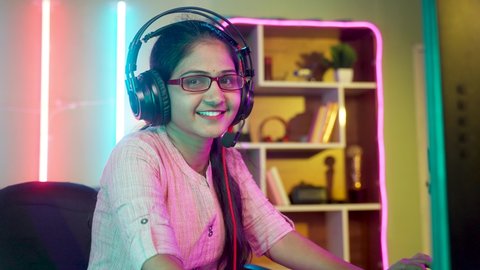 Confident Gamer Looking Camera While Palying Stock Footage Video (100% ...