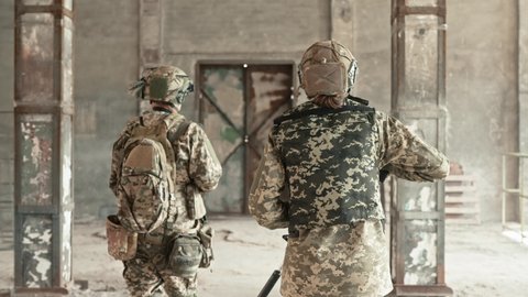 Back View Brave Male Female Soldiers Stock Footage Video (100% Royalty ...