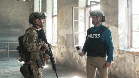 Military Man Arms Speaking Giving Interview Stock Footage Video (100% ...