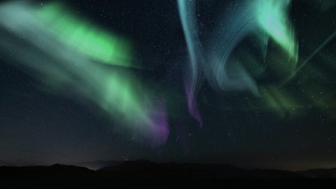 Aurora Green Milky Way Galaxy Mountains Stock Footage Video (100% ...