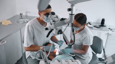 Dentist Treats Patients Teeth Working Dental Stock Footage Video (100% ...