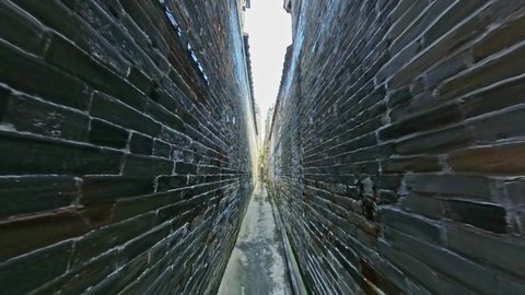 Narrow Brick Wall Path Yuen Long Stock Footage Video (100% Royalty-free ...