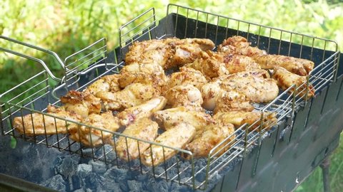 Roasting On Grill Fried Chicken Meats Stock Footage Video (100% Royalty ...