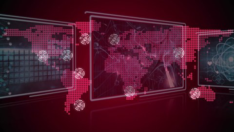 Animation Network Connections Over Red World Stock Footage Video (100% ...