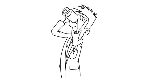 Guy Looking Binocular Sketch 2d Animation Stock Footage Video (100% ...
