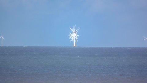 Offshore Wind Farm Action High Turbines Stock Footage Video (100% ...