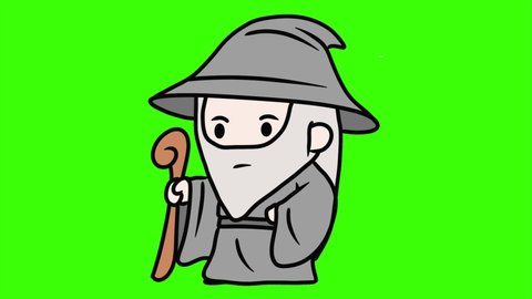 Medieval Fantasy Cartoon Cute Wizard Walking Stock Footage Video (100% ...