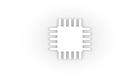 White Processor Icon Shadow Isolated On Stock Footage Video (100% ...