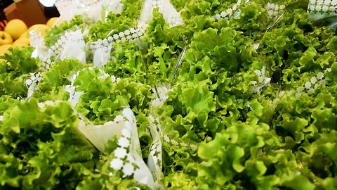 Packages Green Salad Displayed On Shelf Stock Footage Video (100% ...
