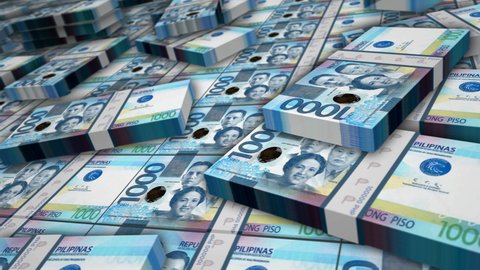 Philippines Money Philippine Peso Banknote Bundle Stock Footage Video ...