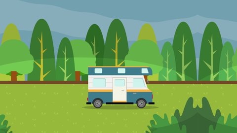 Family Van Animation Moving Near Green Stock Footage Video (100% ...