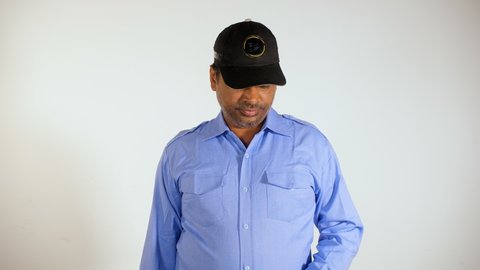 Middleaged Security Guard Stubble Talking On Stock Footage Video (100% ...