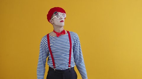 Male Mime Performer Looks Panic Puts Stock Footage Video (100% Royalty ...