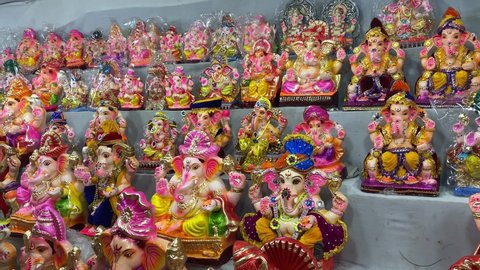 Ganesh Chaturthi Multiple Lord Ganesha Idols Stock Footage Video (100% ...