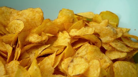 Potato Chips Rotating Close Potato Chips Stock Footage Video (100% ...