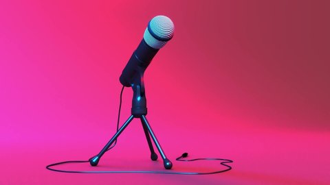 Microphone On Stage Closeup Mic Rotating Stock Footage Video (100% ...