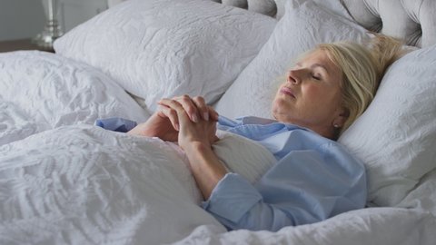 Menopausal Mature Woman Suffering Insomnia Awake Stock Footage Video ...