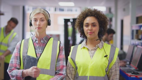 Portrait Two Female Workers Both Wearing Stock Footage Video (100% ...
