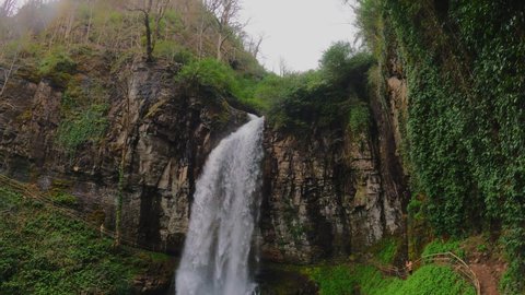 Large Waterfall Flows Cliff Landmark Abkhazia Stock Footage Video (100% ...
