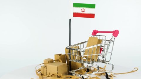 Iran Flag Supermarket Handcart Cardboard Boxes Stock Footage Video (100 ...
