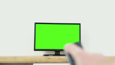 Watching Chroma Key Tv Changing Channel Stock Footage Video (100% ...