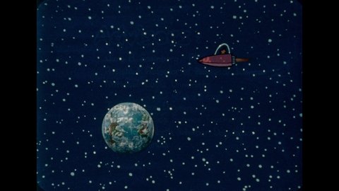 1990s Animation Alien Spaceship Outer Space Stock Footage Video (100% ...