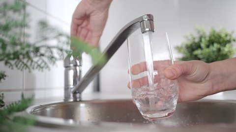 Stream Clean Water Drink Flows Into Stock Footage Video (100% Royalty ...