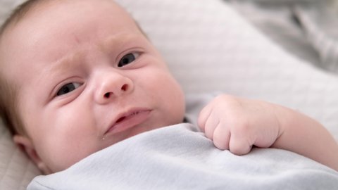 Dissatisfied Crying Upset Sad Newborn Baby Stock Footage Video (100% ...