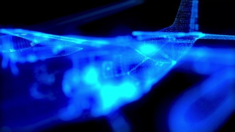 Military Airplane Blue Particles Lines Form Stock Footage Video (100% ...