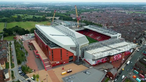 Anfield Stadium Fc Liverpool Above Aerial Stock Footage Video (100% ...