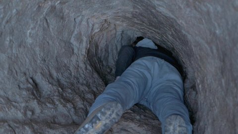 Person Crawls Into Tunnel Stock Footage Video (100% Royalty-free ...