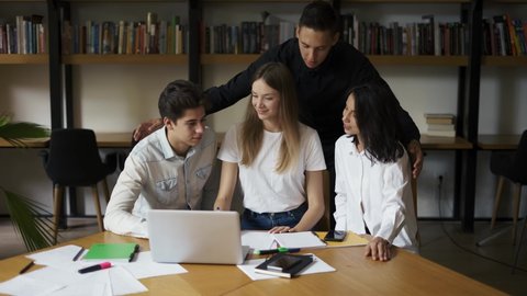 College University Students Group Study Together Stock Footage Video ...