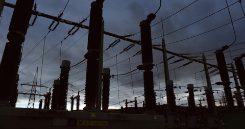 Electric Grid Transformer Substation High Voltage Stock Footage Video ...