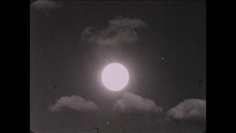 1980s Night Sky Full Moon Clouds Stock Footage Video (100% Royalty-free ...