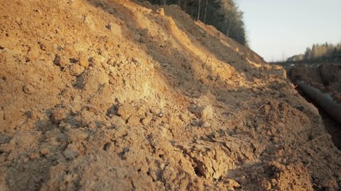 Ditch Earth Trench On Background Trees Stock Footage Video (100% ...