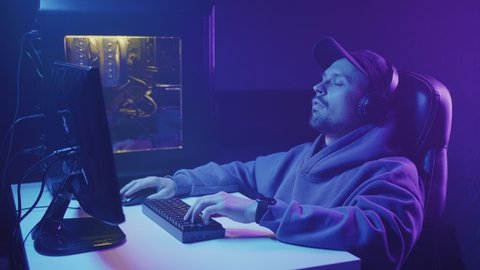 Sleeping Gamer Computer Chair Stock Footage Video (100% Royalty-free ...