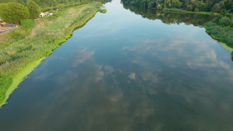 Big Weir Across River Aerial Shot Stock Footage Video (100% Royalty ...