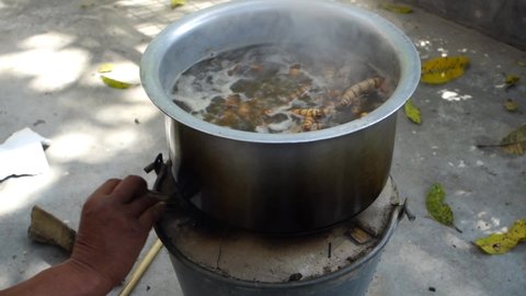 Close Shot Turmeric Root Being Boiled Stock Footage Video (100% Royalty ...