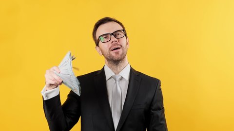 Rich Man Waving Money Dollar Cash Stock Footage Video (100% Royalty ...