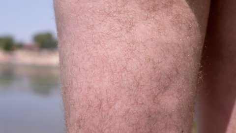 Male Hairy Curly Legs Standing On Stock Footage Video (100% Royalty ...