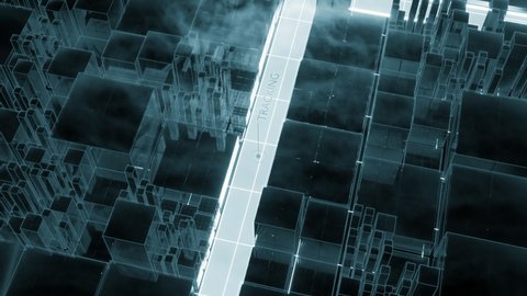 Futuristic Digital City Map Layout Satellite Stock Footage Video (100% ...