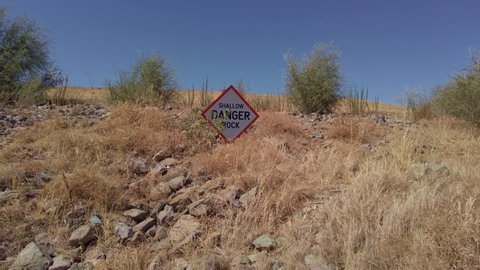 Danger Rocks Sign On Levee No Stock Footage Video (100% Royalty-free ...