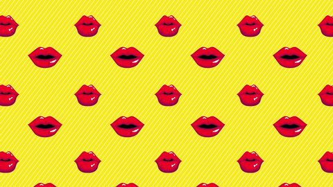 Cartoon Lip Patterns Animated On Solid Stock Footage Video (100% ...
