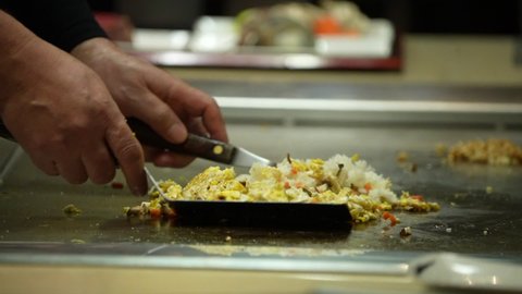 Teppanyaki Restaurants Making Egg Rice Japanese Stock Footage Video ...