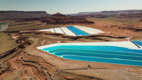 Moab Potash Mine Evaporation Ponds Desert Stock Footage Video (100% ...