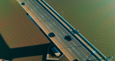 Following Cars Moving By Bridge Oneway Stock Footage Video (100% ...